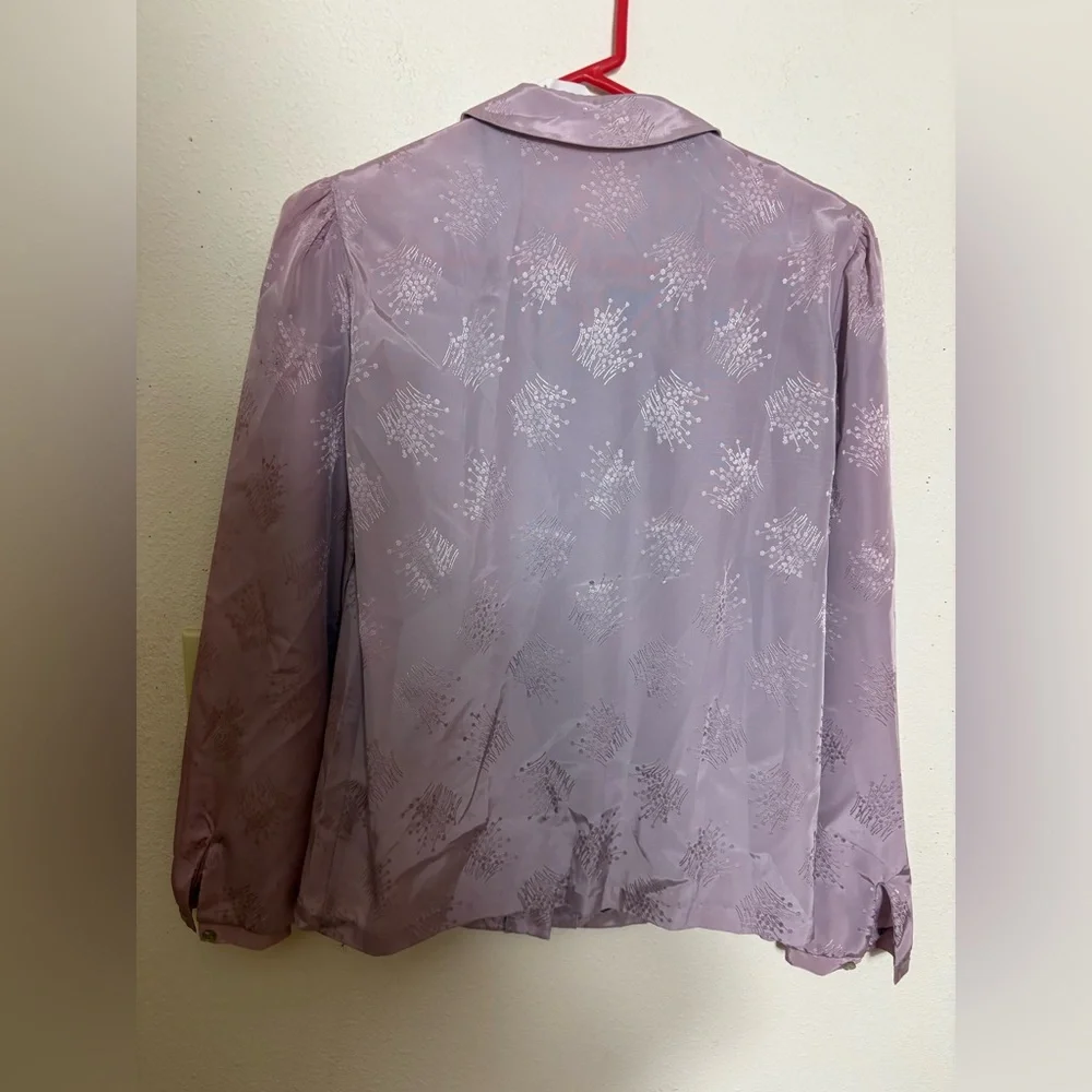 Devon | Tops | Vintage Devon Purple Floral Print Puff Sleeve Button ...